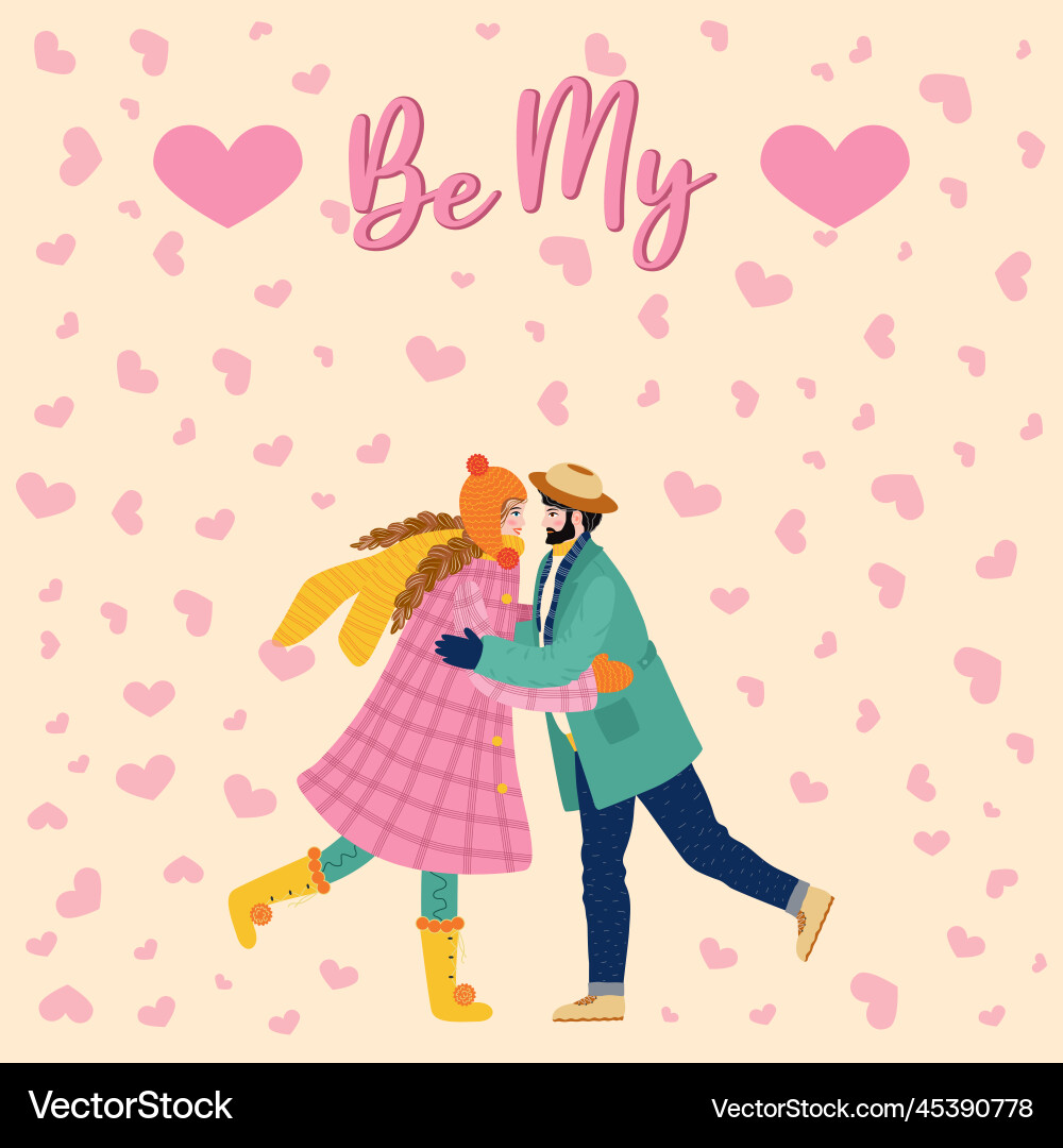 Flat hand drawn valentines day greeting card Vector Image