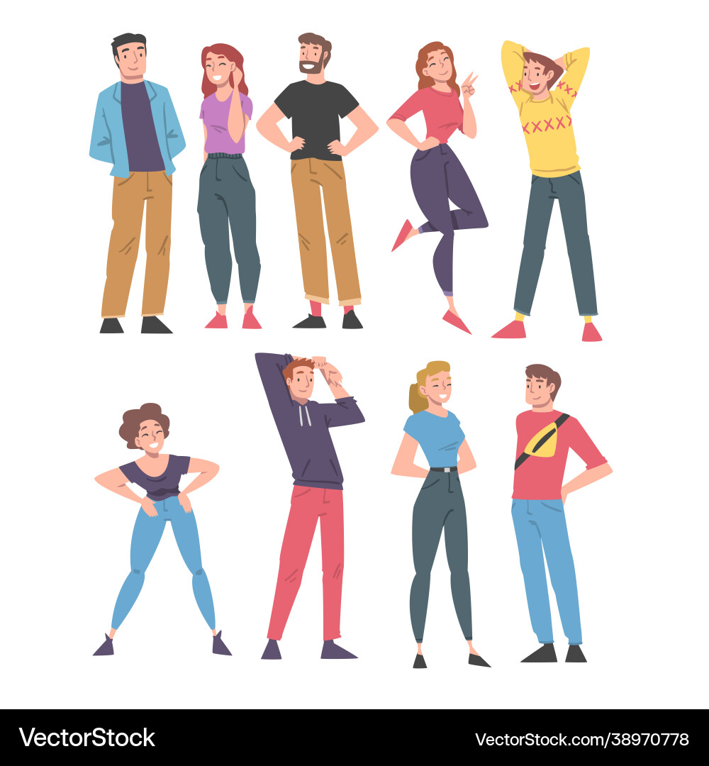 Positive people characters standing with smiling Vector Image