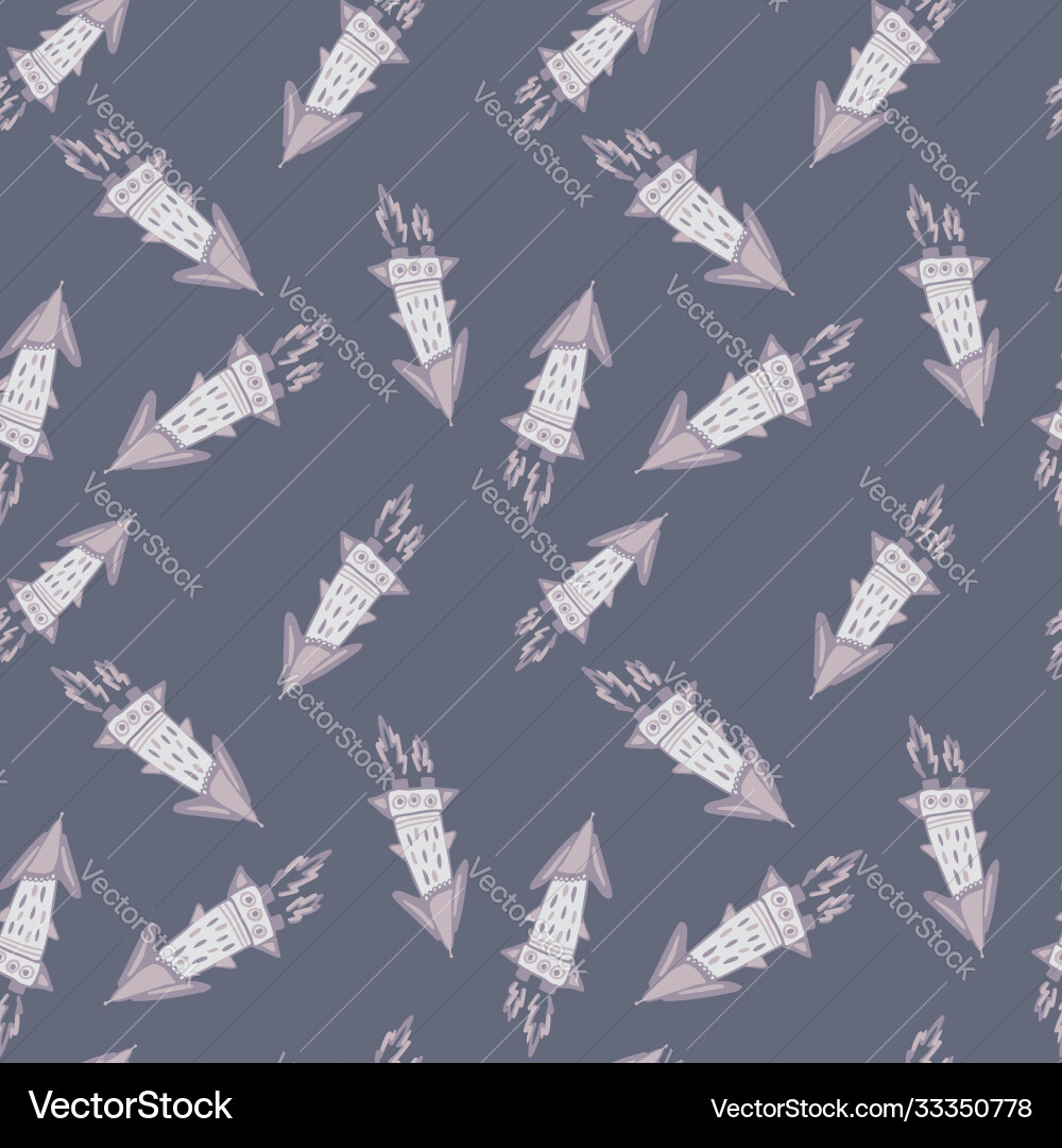 Random rocket silhouettes seamless pattern Vector Image