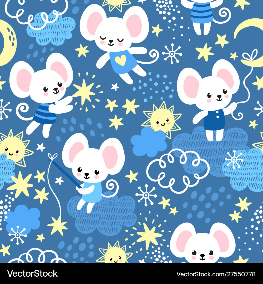 Seamless with miles mice in Royalty Free Vector Image