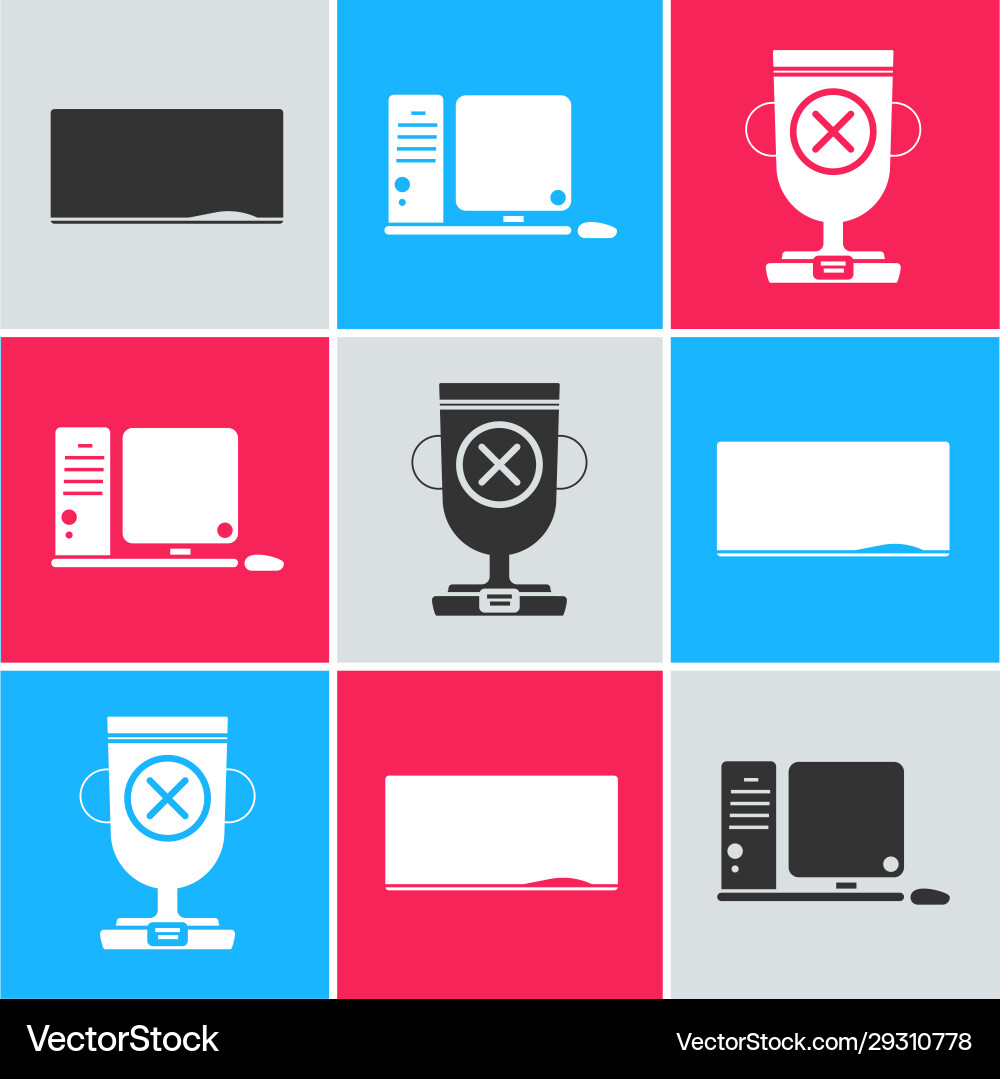 Set chalkboard computer monitor with keyboard Vector Image