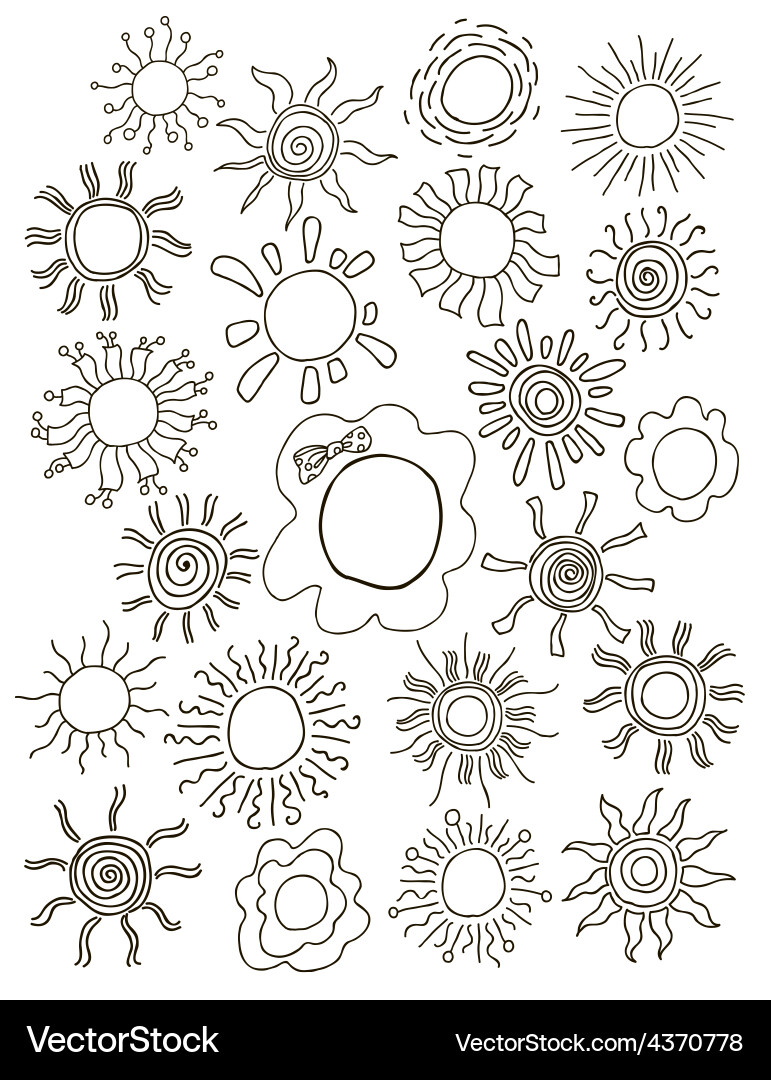 Sun symbols for your design hand drawn set Vector Image