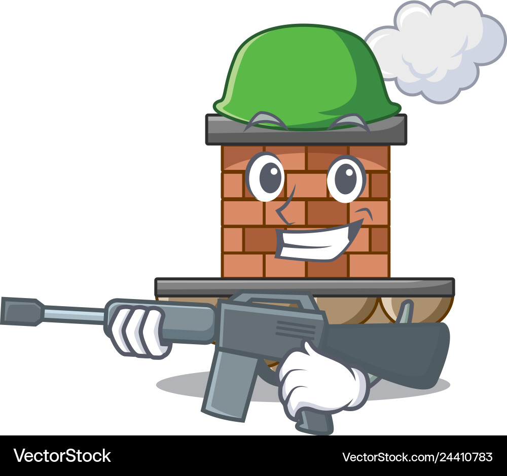 Army brick chimney in the shape mascot Royalty Free Vector