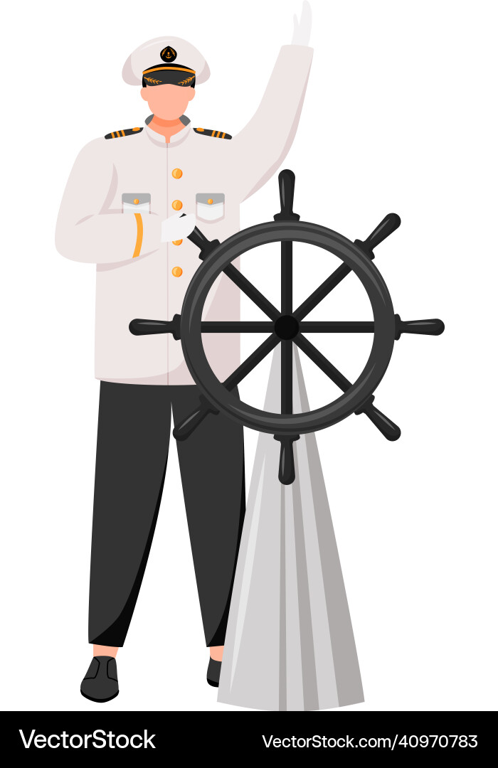 Captain flat navigator with helm cruise liner Vector Image