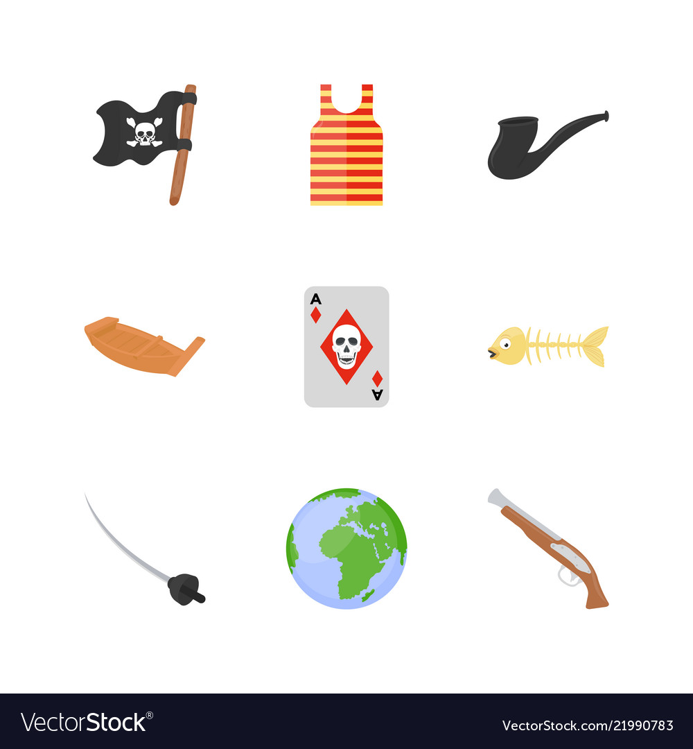 Collection pirates flat icons Royalty Free Vector Image