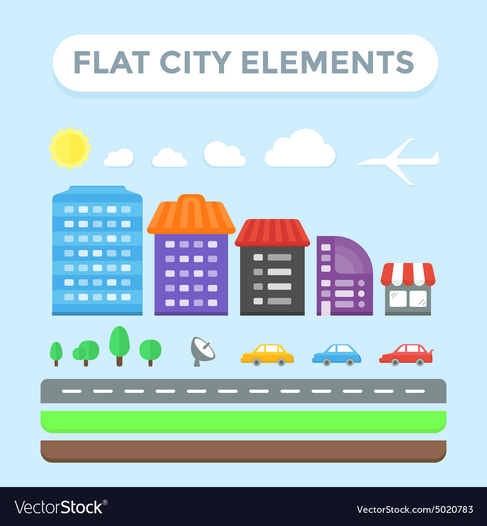 Flat City Elements Royalty Free Vector Image - VectorStock