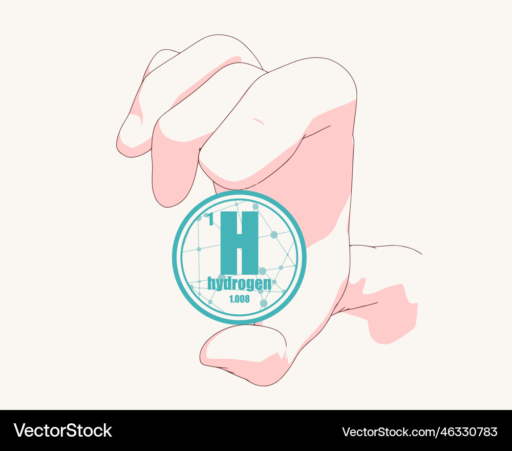 Hand holding hydrogen chemical element sign Vector Image