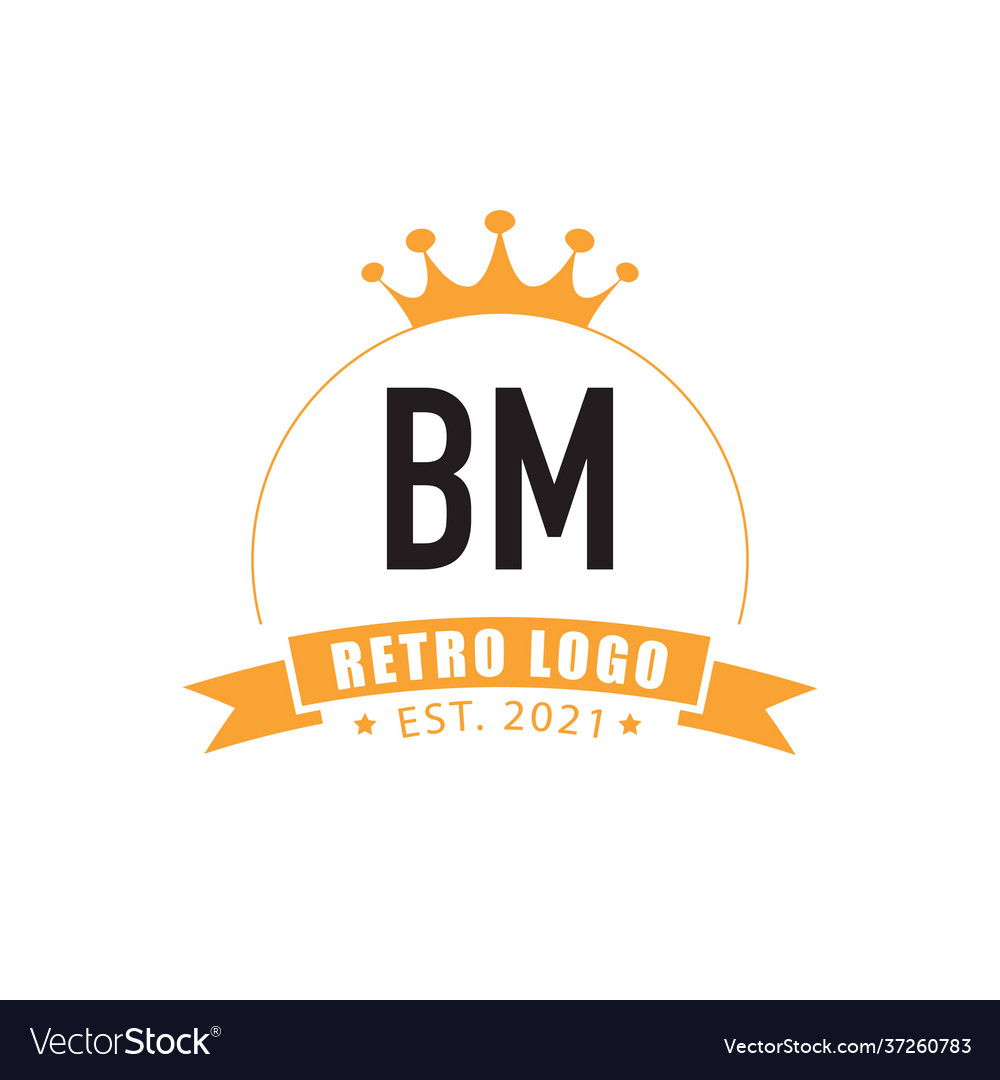 Initial letter bm circle king logo concept Vector Image