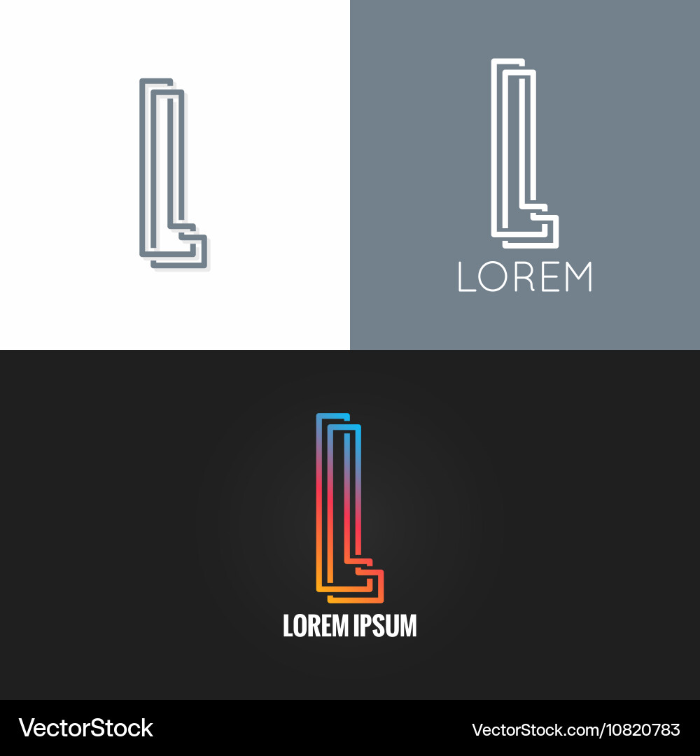 Letter l logo alphabet design icon set background Vector Image