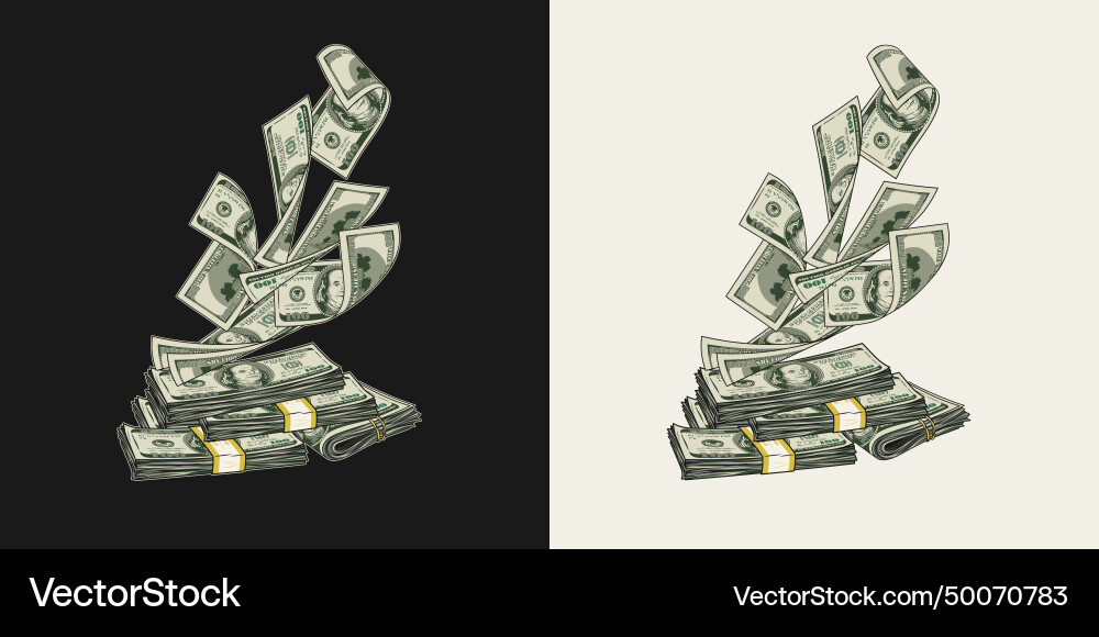 Money composition with flying away dollar bills Vector Image