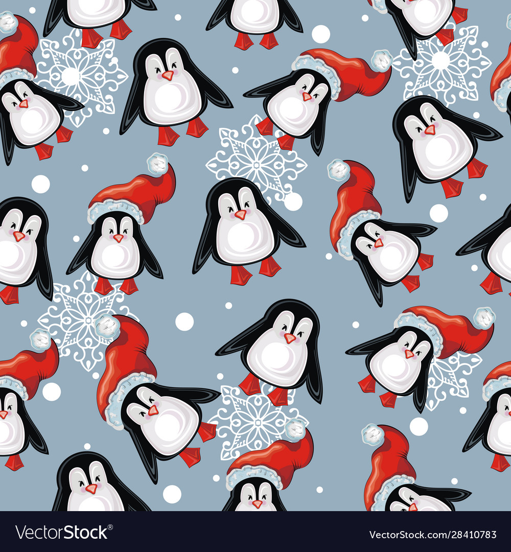 Penguin seamless pattern Royalty Free Vector Image