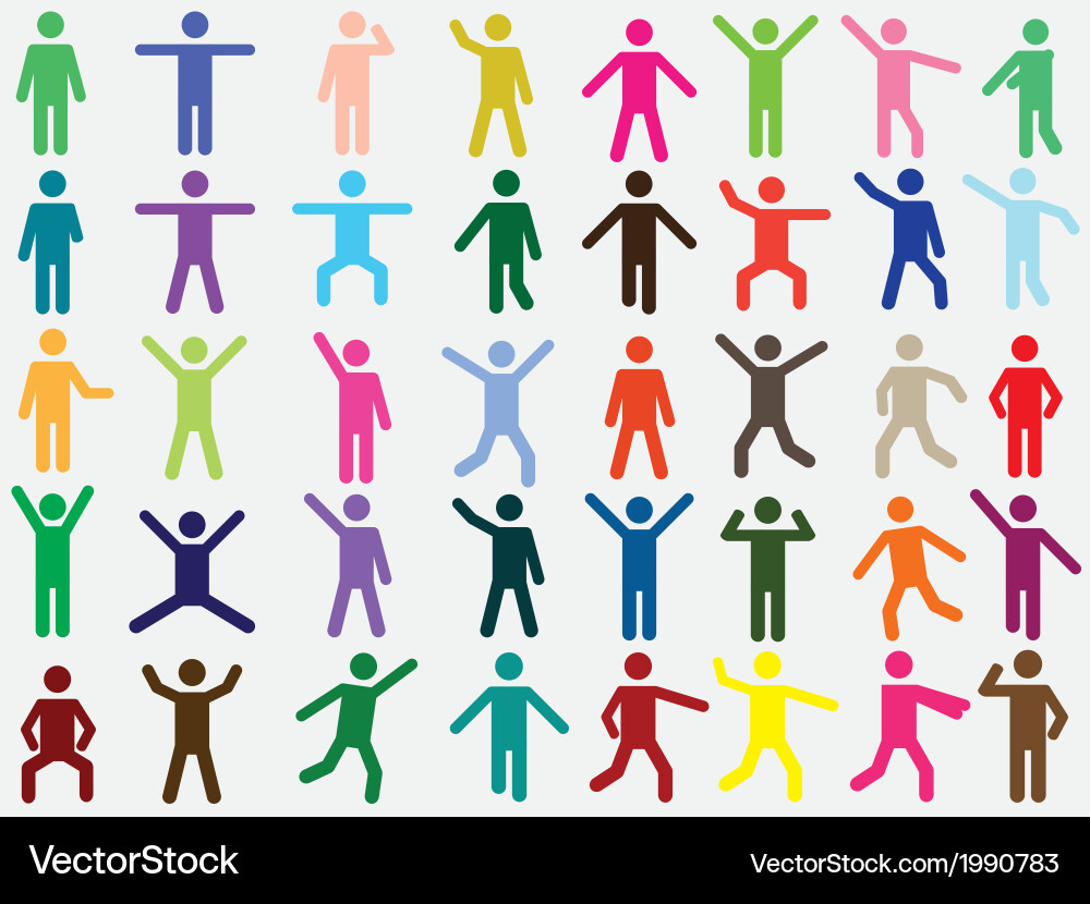 Pictogram people in different colors Royalty Free Vector