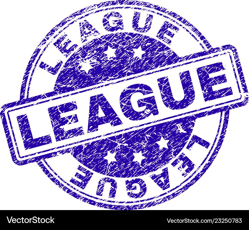 Scratched textured league stamp seal Royalty Free Vector
