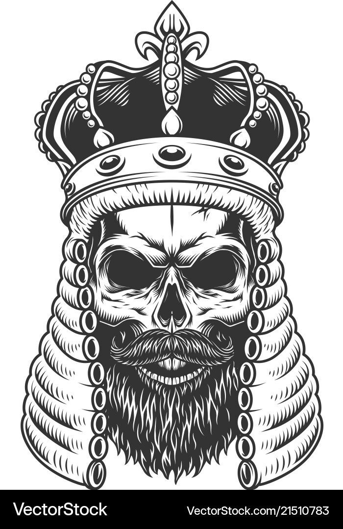 Skull in the judge wig Royalty Free Vector Image