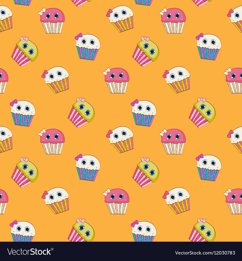 Sweet tasty cupcake seamless pattern Royalty Free Vector
