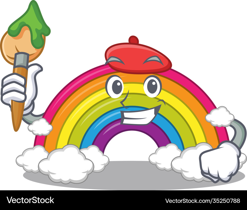 A creative rainbow artist mascot design style Vector Image