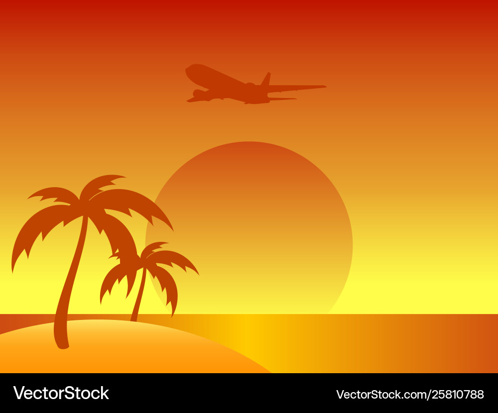 Abstract summer island with palm trees Royalty Free Vector