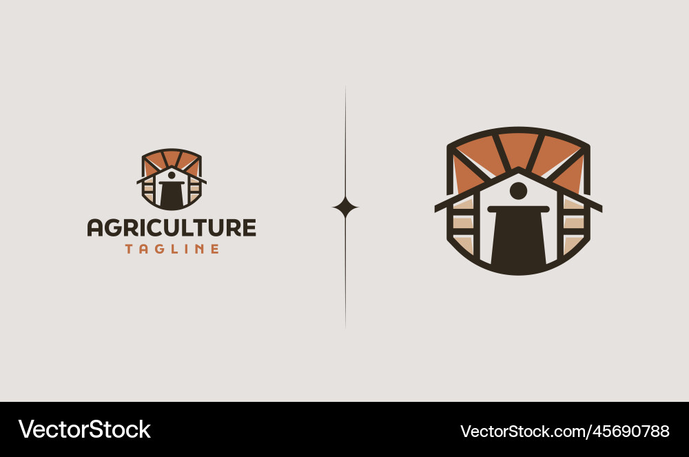 Agriculture farm monoline logo template universal Vector Image