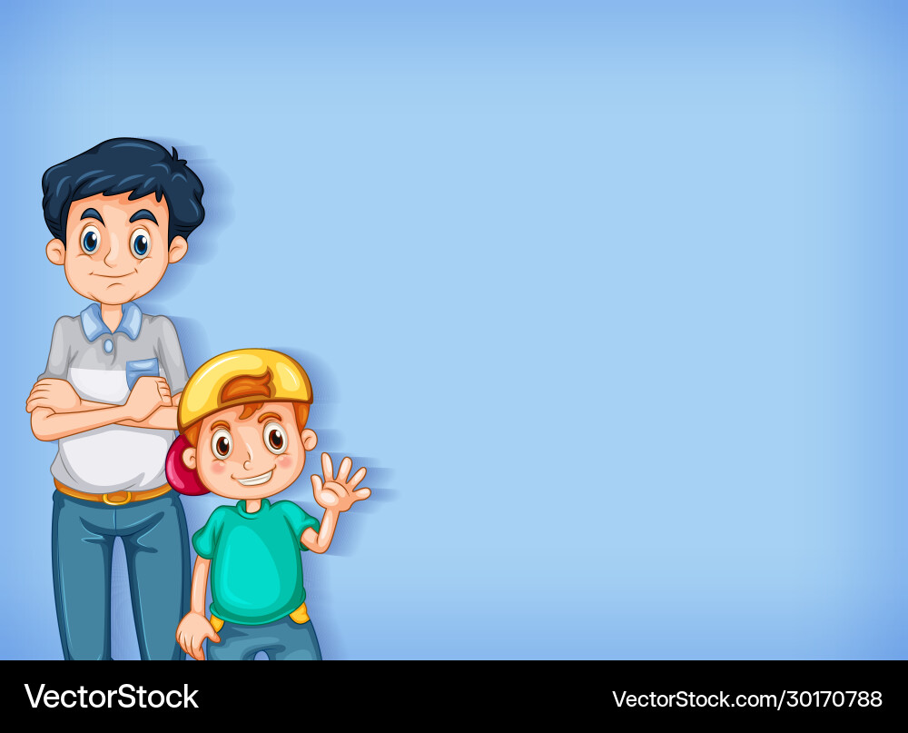 Background template design with happy man and boy Vector Image
