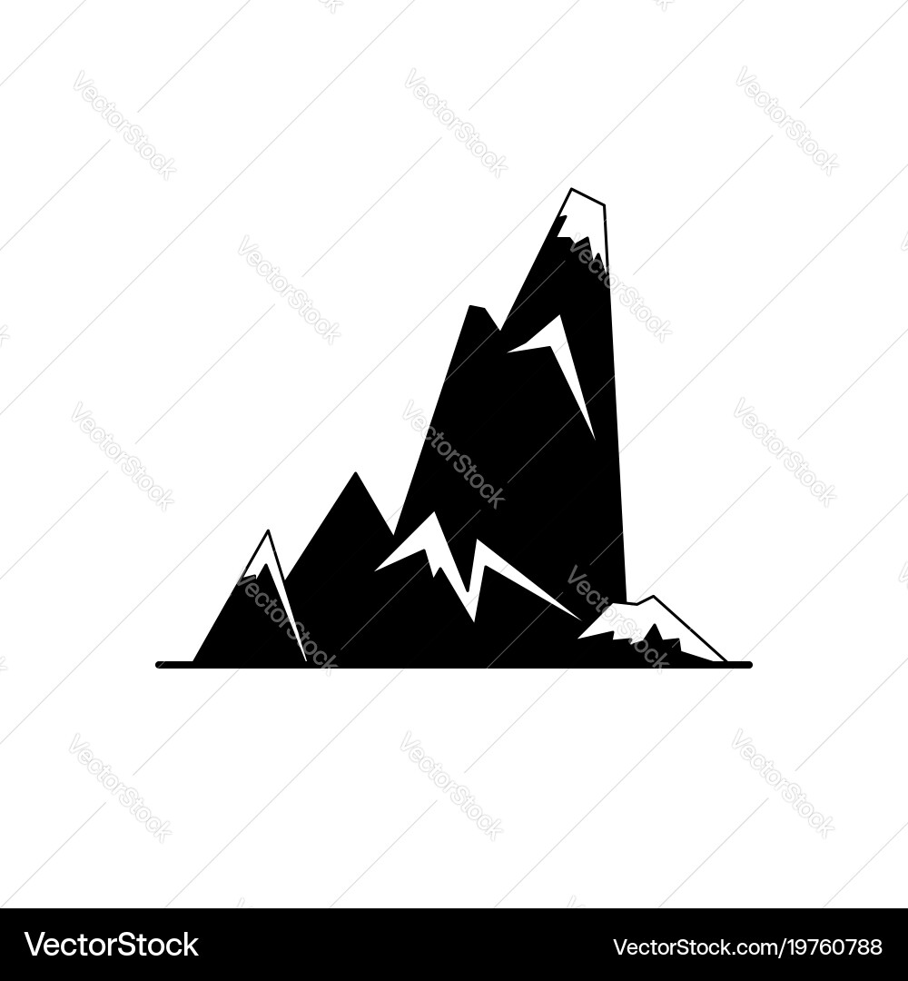 Cliff with ledges silhouette icon in flat style Vector Image