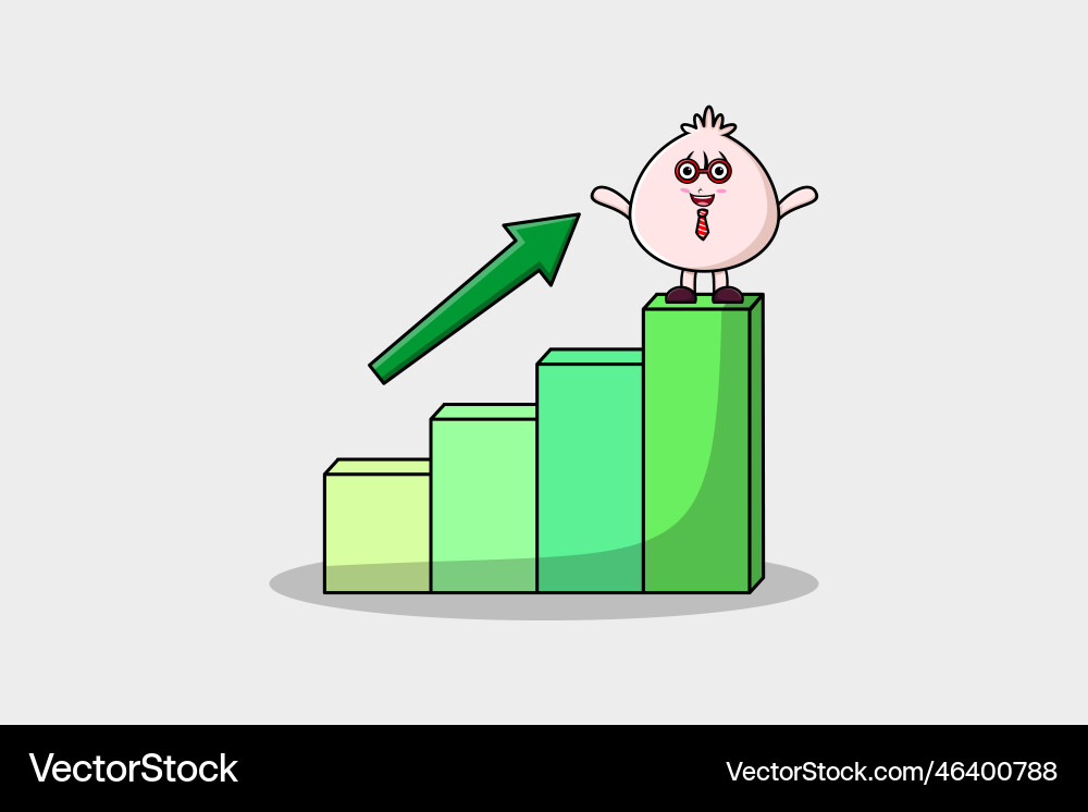 Dim sum cute businessman with a deflation chart Vector Image