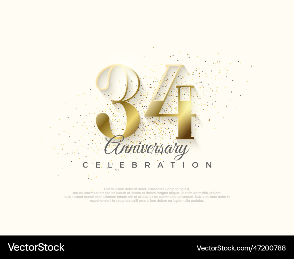 Elegant and luxurious 34th anniversary design Vector Image