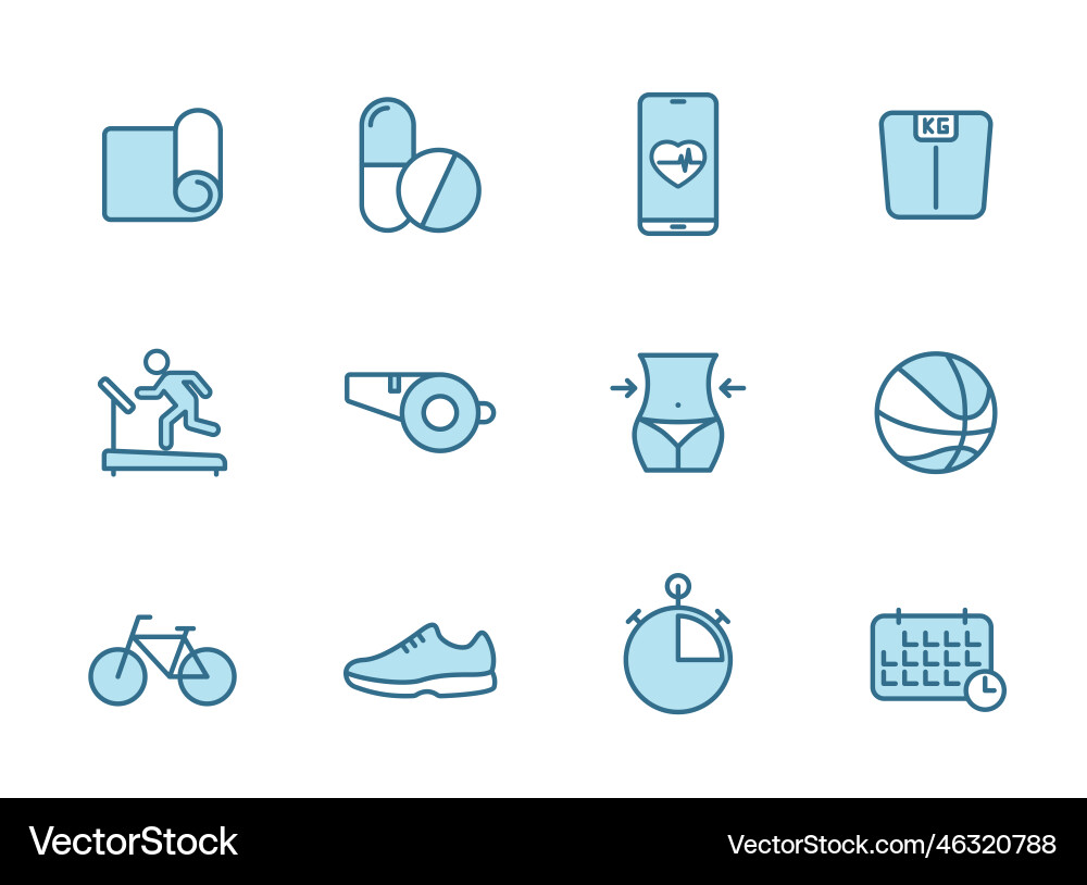 Fitness outline icons Royalty Free Vector Image