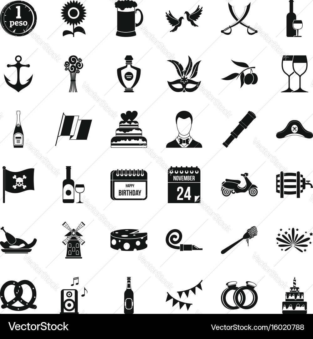 Holiday icons set simple style Royalty Free Vector Image