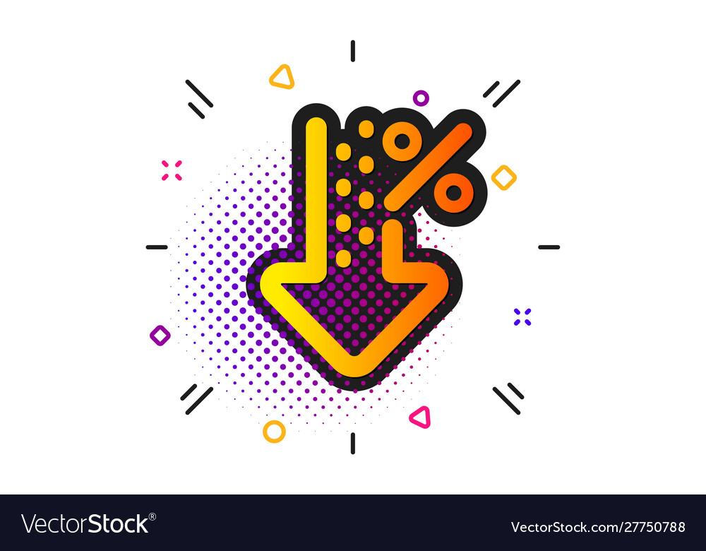 Low percent icon discount sign decrease Royalty Free Vector