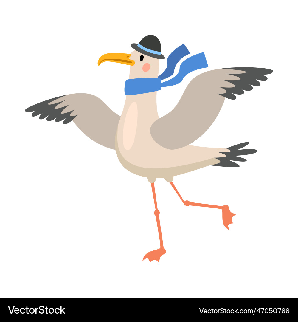 Seagull captain cartoon funny bird Royalty Free Vector Image
