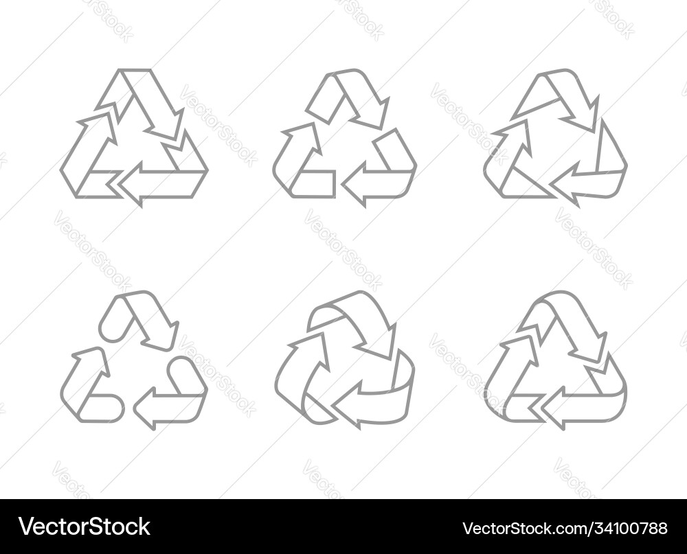 Waste recycling sign arrow triangle icon line Vector Image