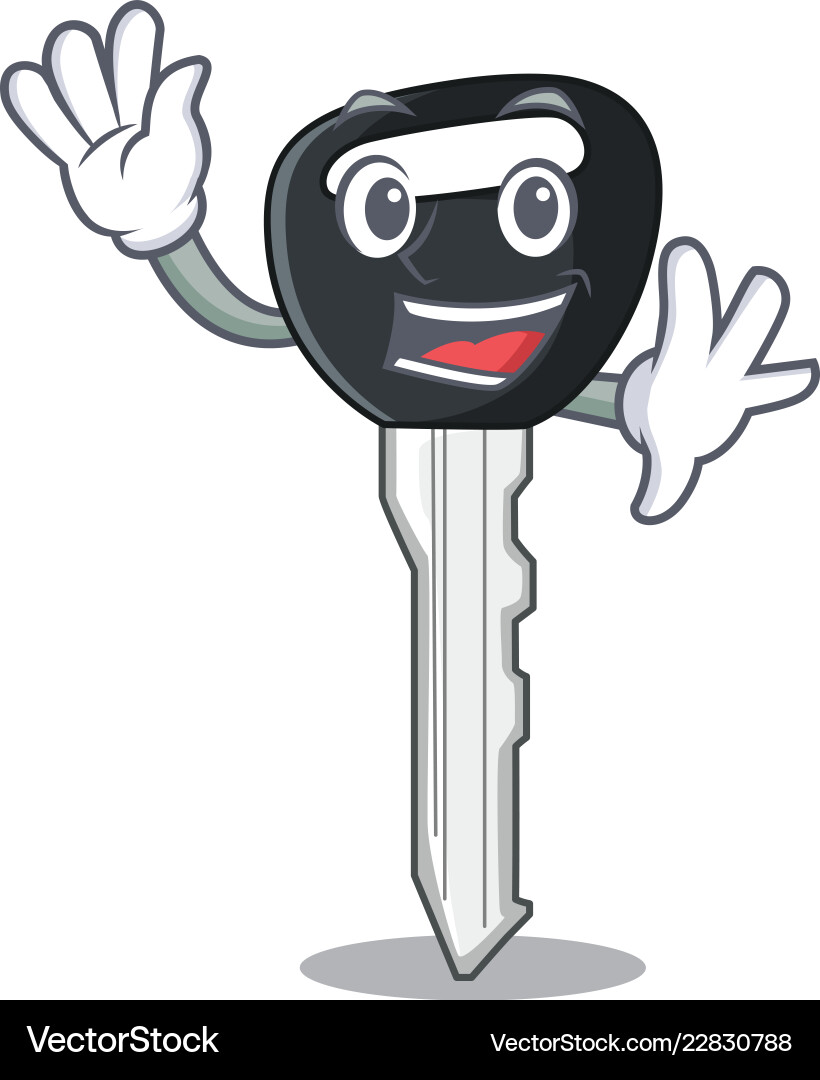 Waving car key with remote cartoon control Vector Image