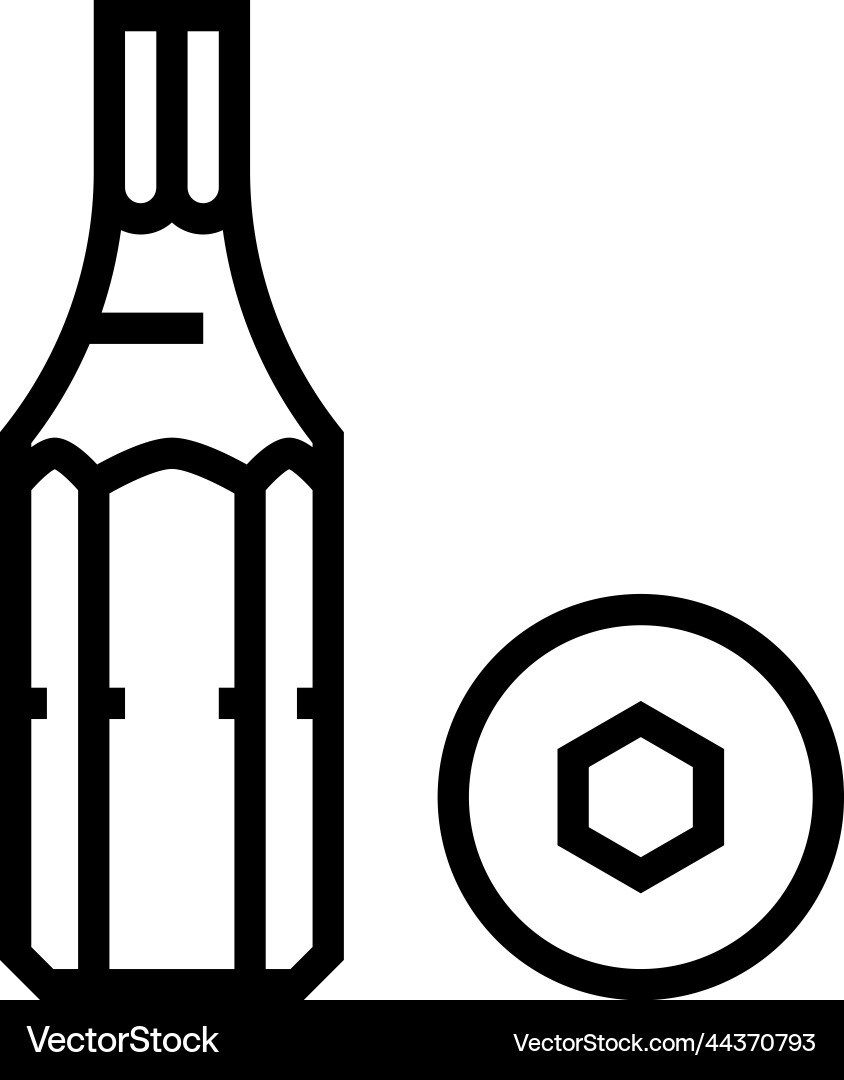 Allen wrench screwdriver bit line icon Royalty Free Vector