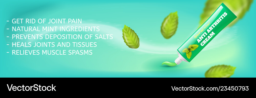 Banner anti arthritis cream natural mint extract Vector Image