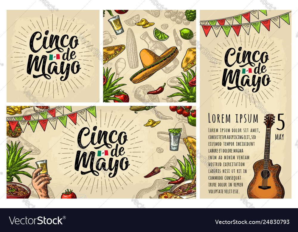 Cinco de mayo lettering and mexican traditional Vector Image
