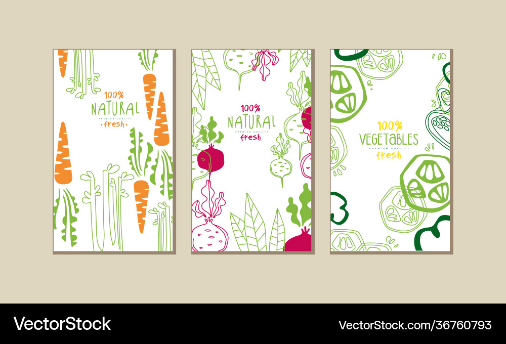 Cover template with natural and organic vegetables