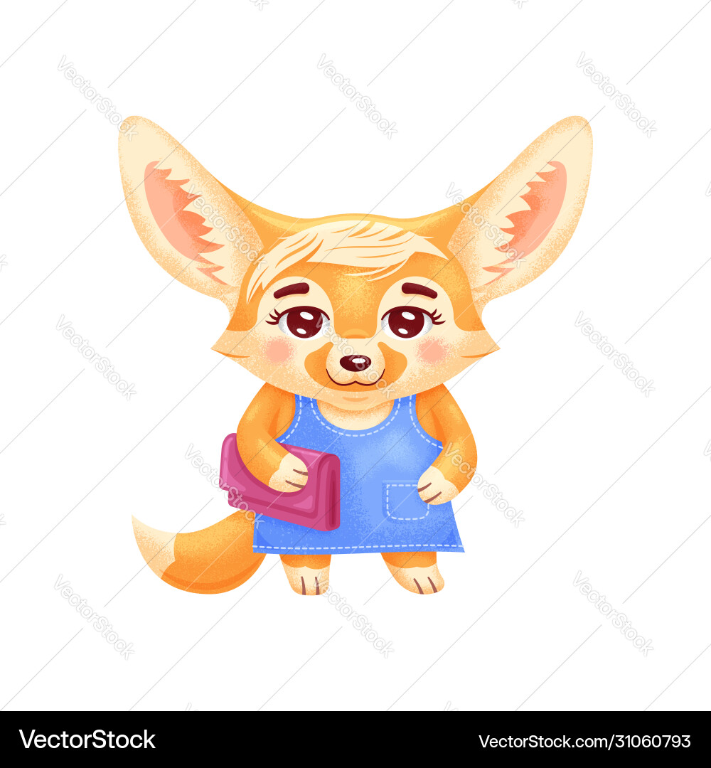 Cute stylish dressed female fennec fox Royalty Free Vector