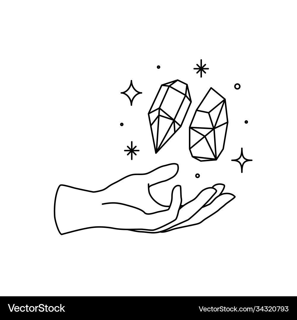 Female hand logo icon in minimal linear style Vector Image