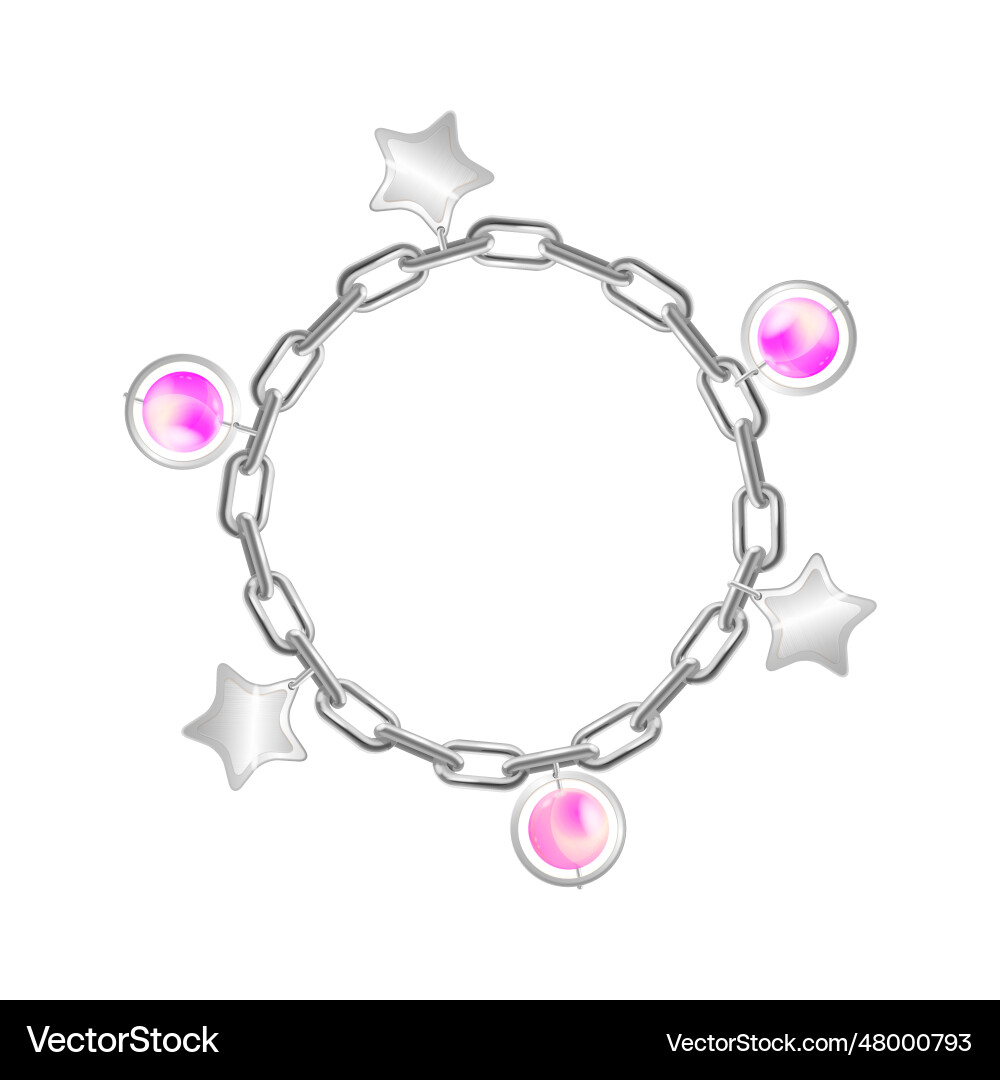 Realistic detailed 3d silver chain bracelet Vector Image
