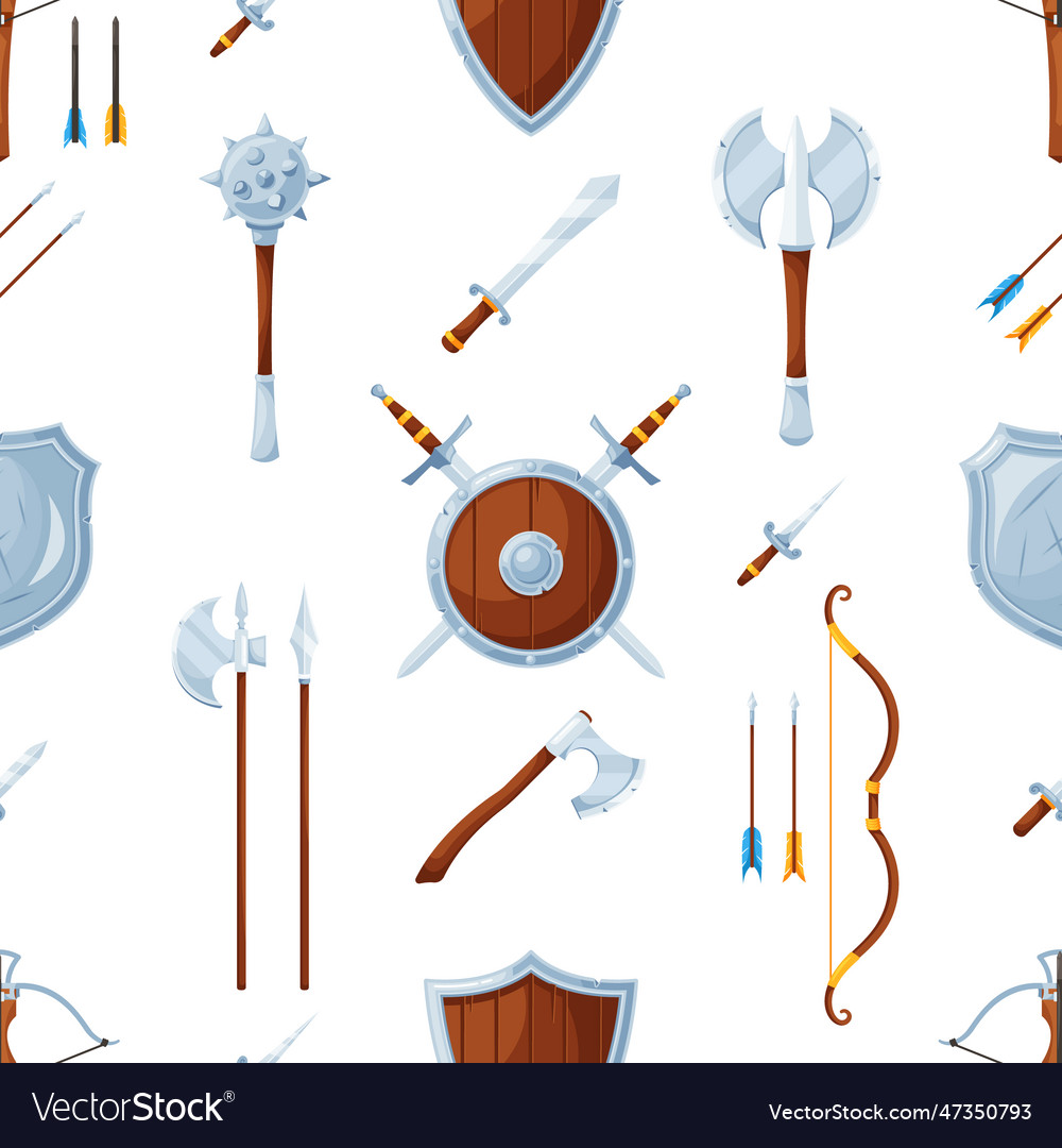 Seamless pattern showcasing medieval weapons Vector Image