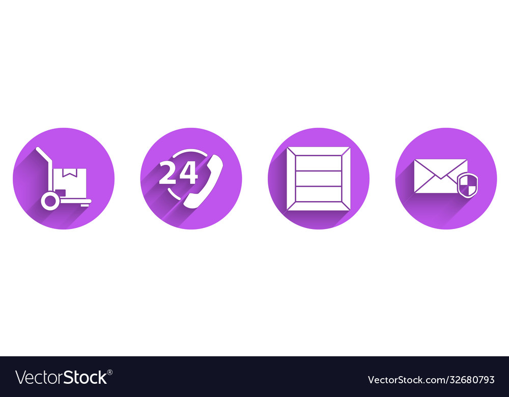 Set hand truck and boxes telephone 24 hours Vector Image