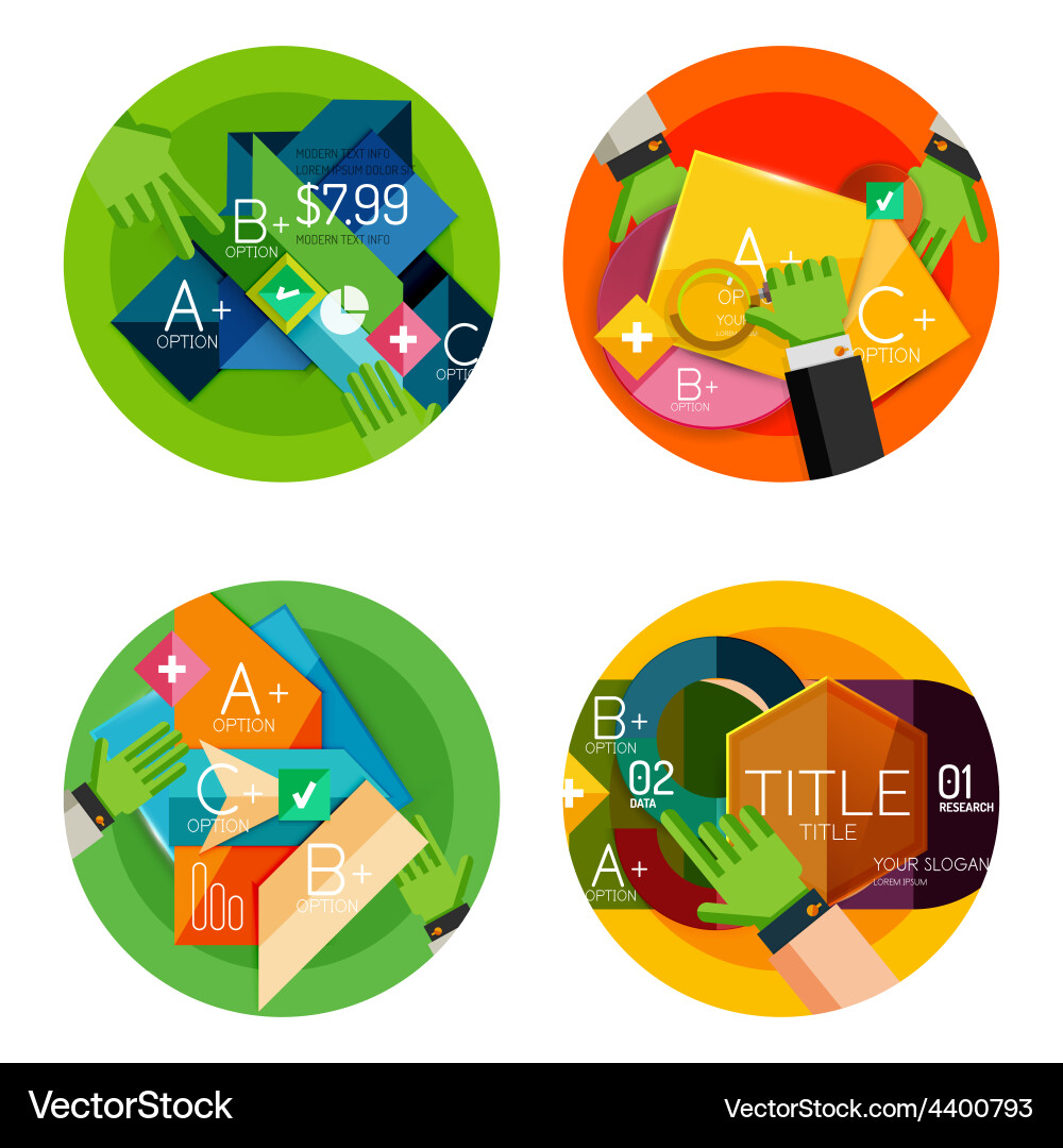 Set of flat design circle option infographics Vector Image