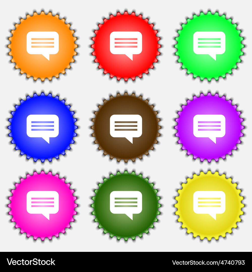 Speech bubble chat think icon sign a set of nine Vector Image