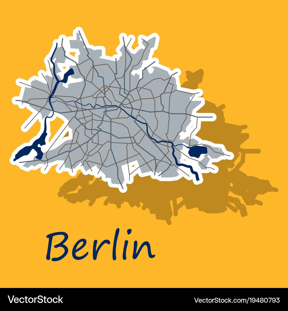 Sticker berlin city map with boroughs silhouette Vector Image