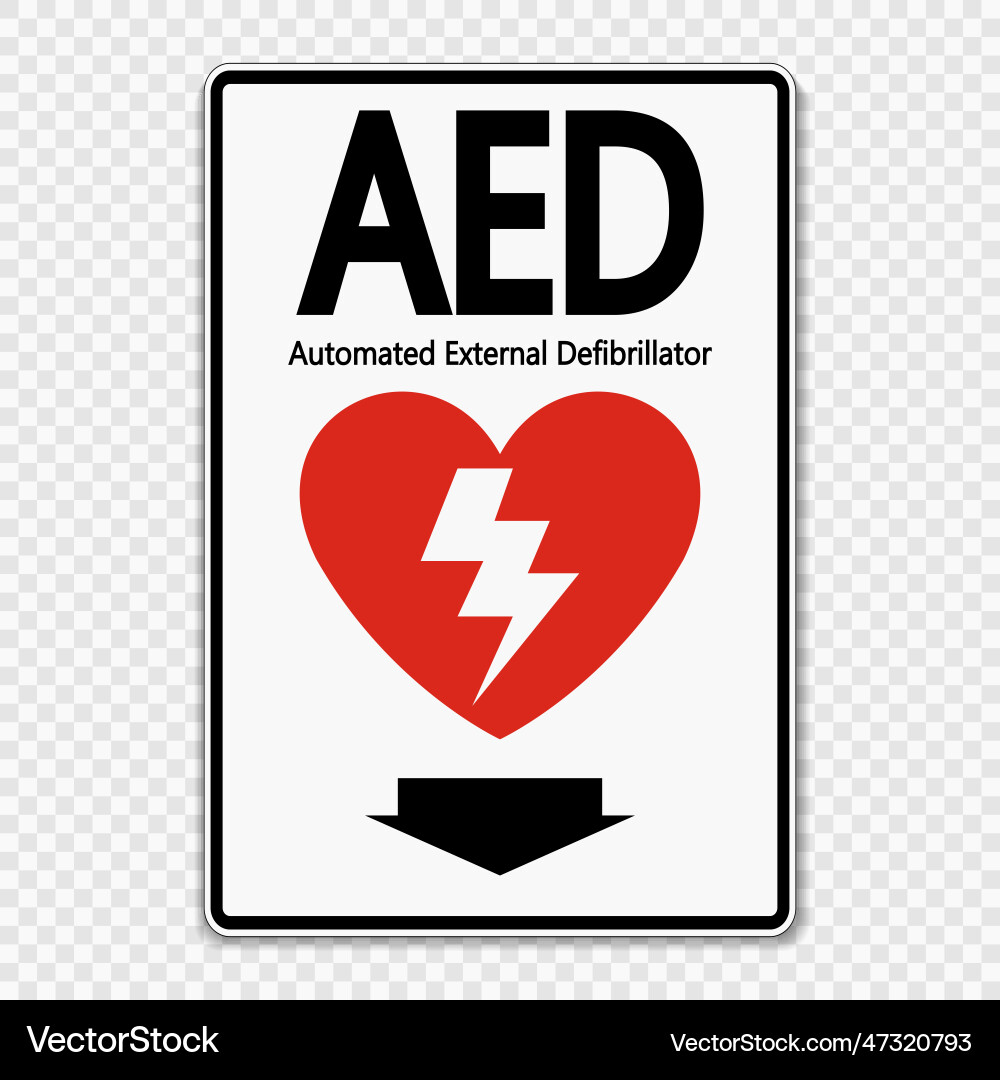 Symbol aed sign label on transparent background Vector Image
