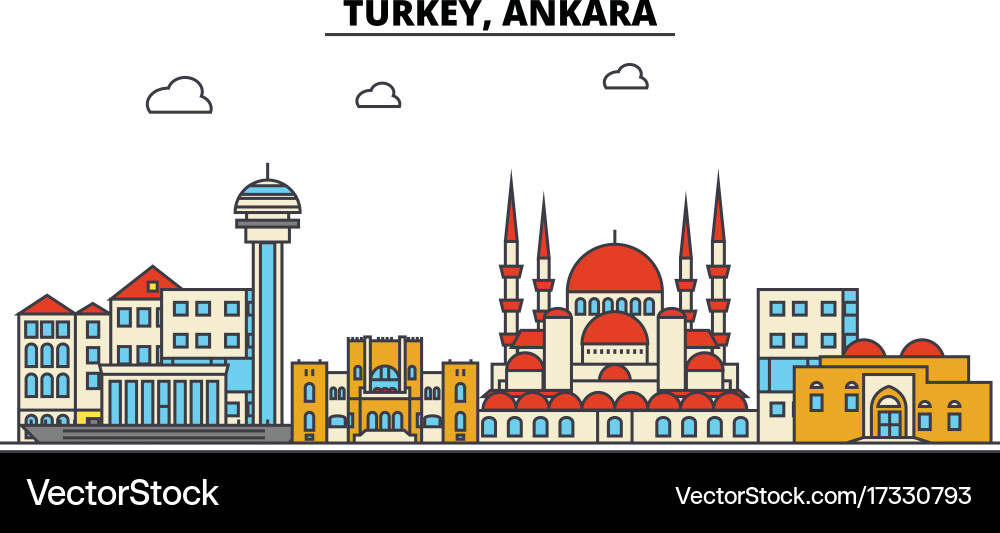 Turkey ankara city skyline architecture Royalty Free Vector