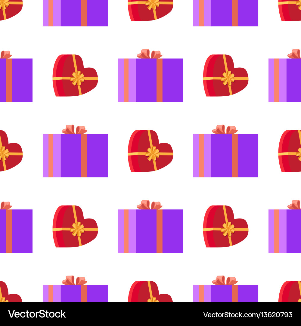 Wrapping paper with red and violet gift boxes Vector Image