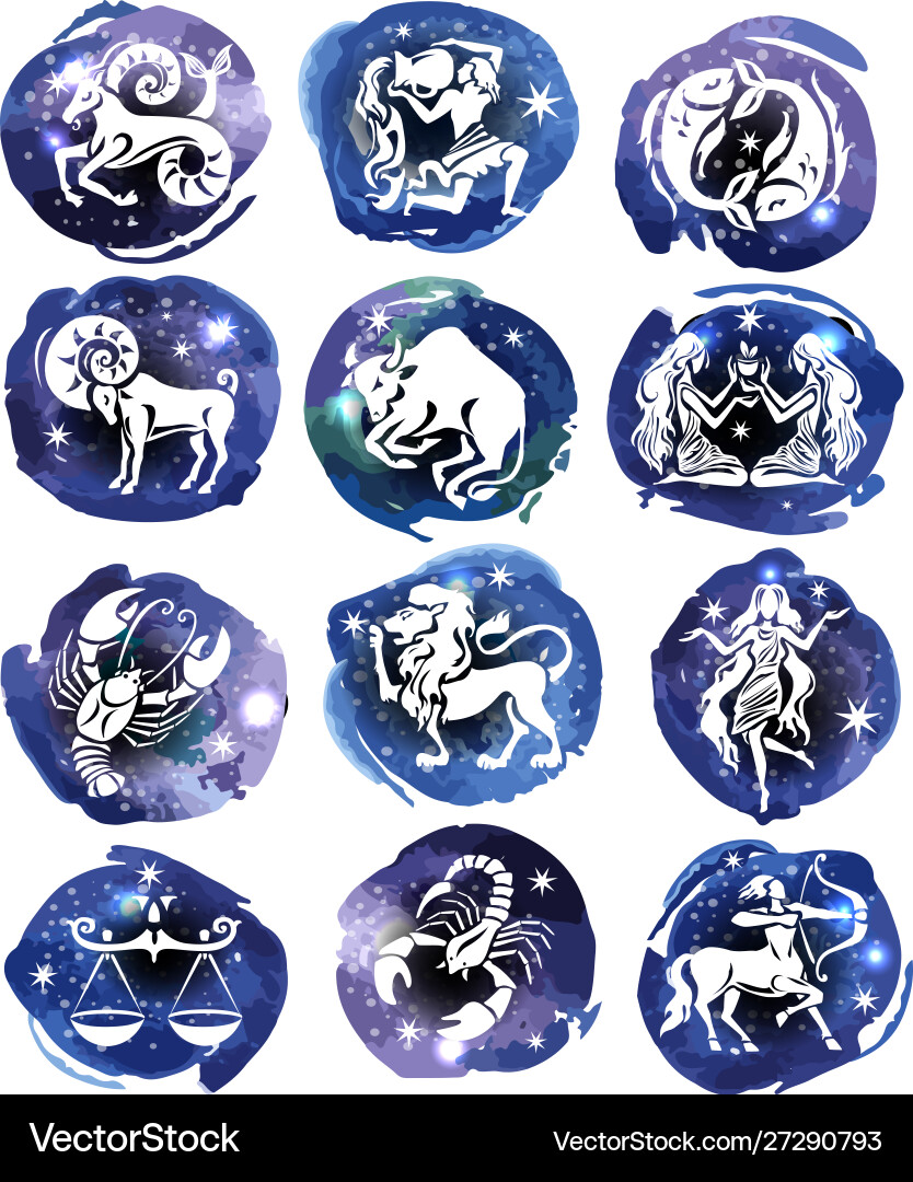 Zodiac design on watercolor background Royalty Free Vector