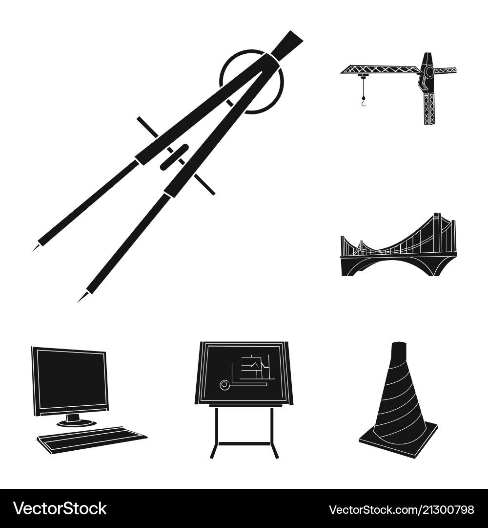 Architecture and construction black icons in set Vector Image
