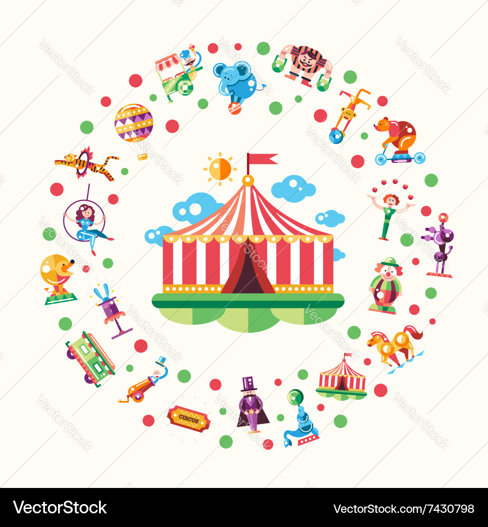 Circus carnival icons and infographic elements Vector Image